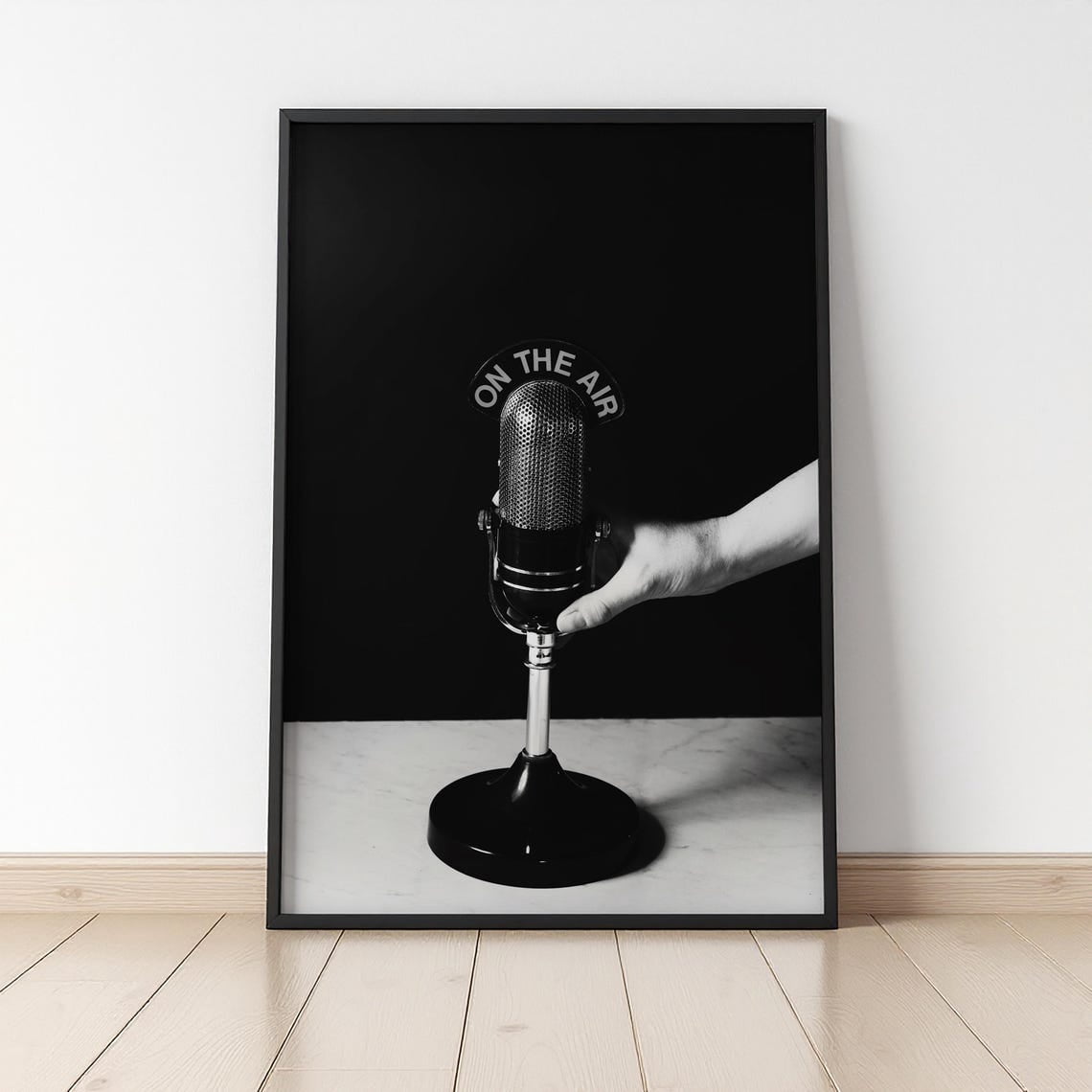 Black and White Microphone Wall Art Print, On Air Studio Photography ...