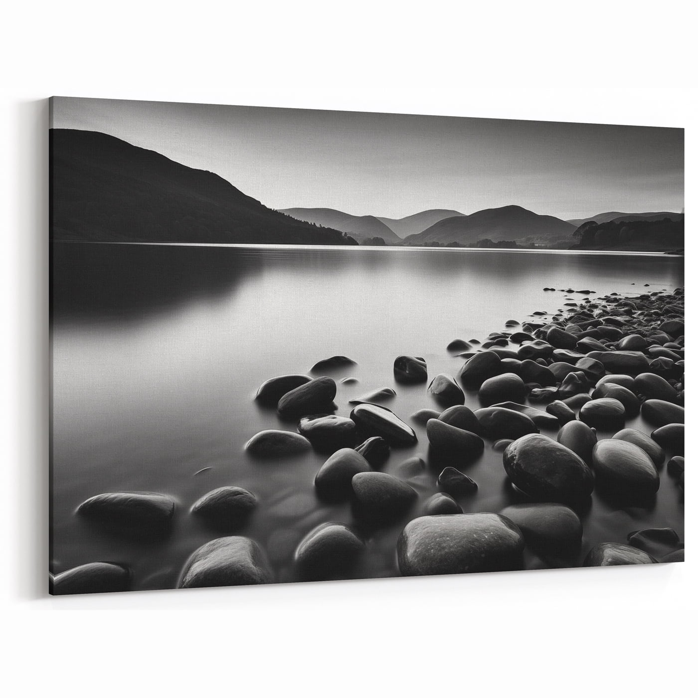 Black and White Mountain Lake Photography Print Long Exposure Wall Art ...