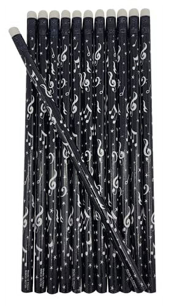 Black and White Musical Note Pencil (24 Pack) 7.5". #2 Lead Pencils ...