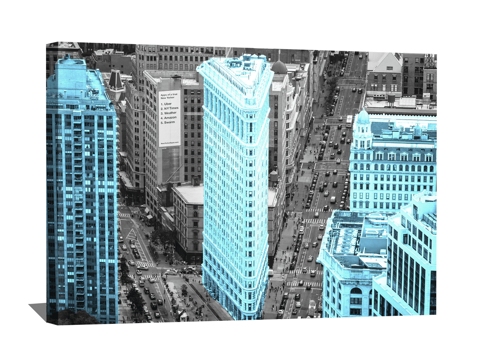 Black and White New York Skyline Panoramic Flatiron Building Wall Art ...