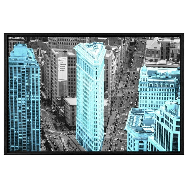 Black and White New York Skyline Panoramic Flatiron Building Wall Art ...