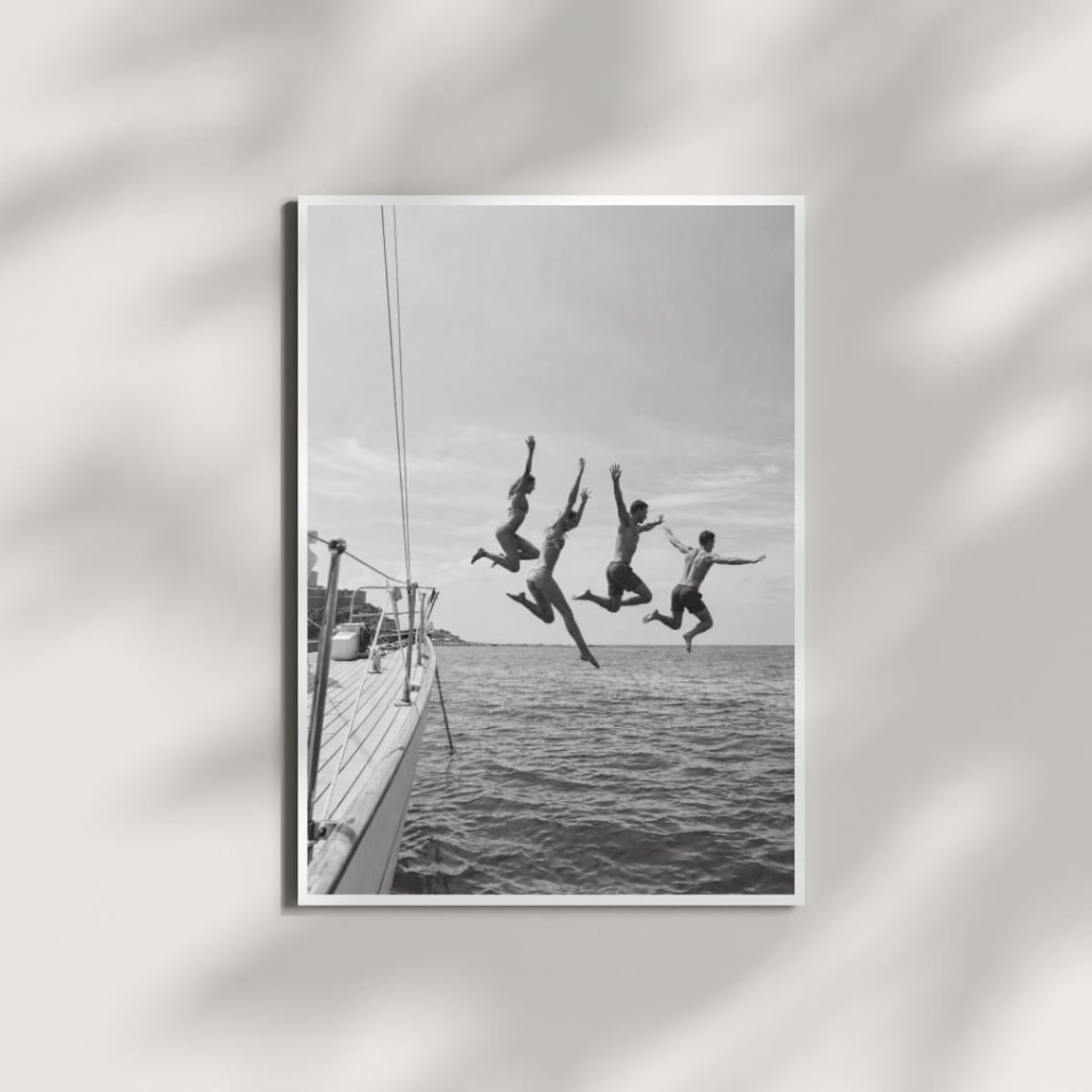 Black and White Ocean Jump Sailing Wall Art Summer Minimalist Coastal ...