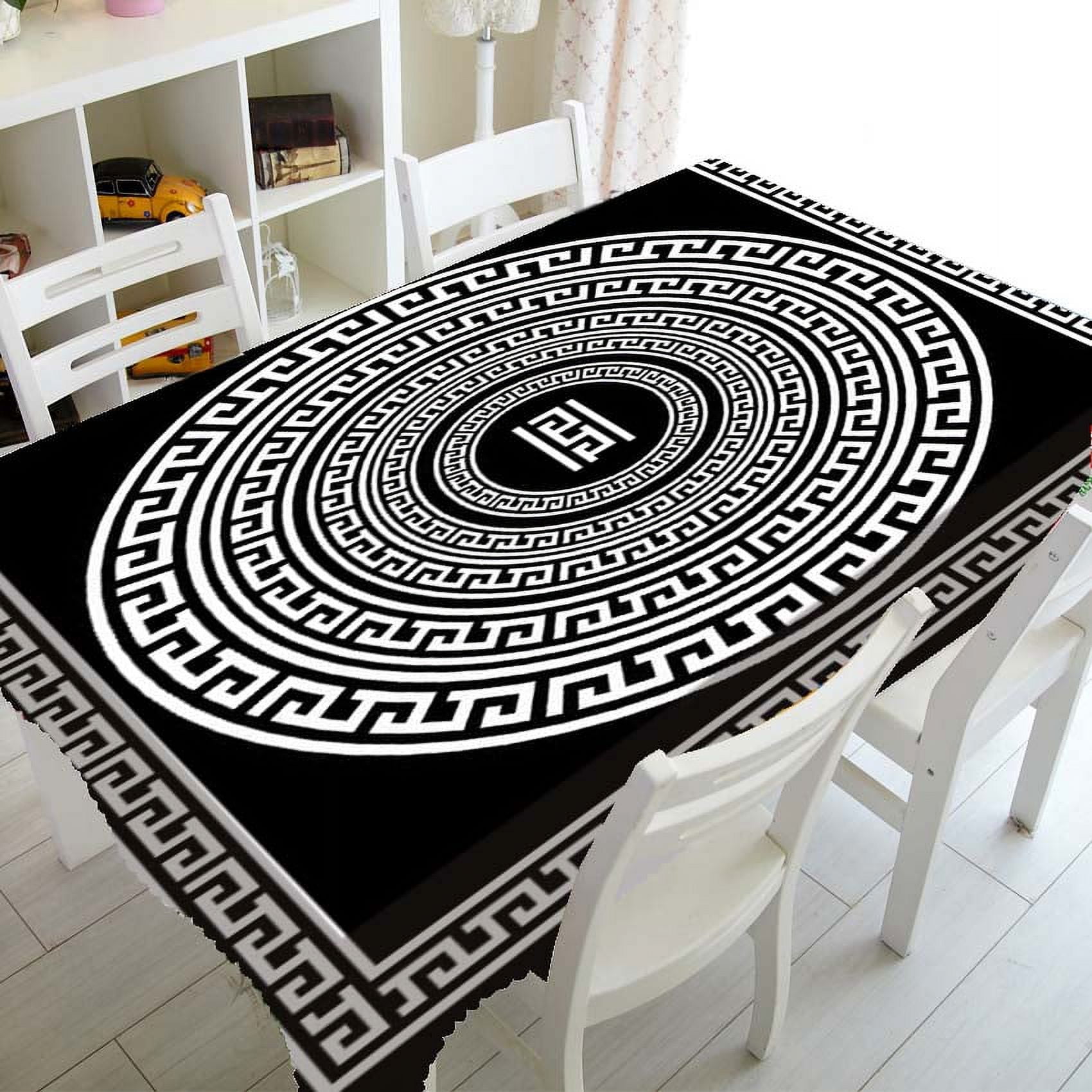 Black and White Oval Pattern Tablecloth Home Dining Table Cover Coffee ...