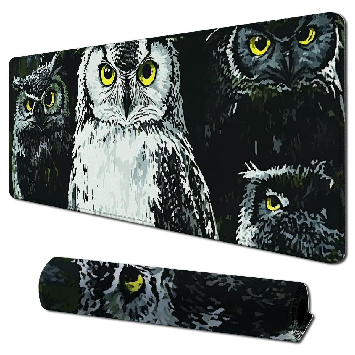 Black and White Owls Large Mouse Pad Gaming Mouse Pad Extended Computer ...