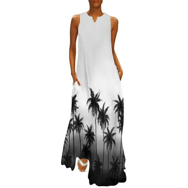Black and White Palm Tree Long Dress dress party evening elegant luxury celebrity dresses for ...
