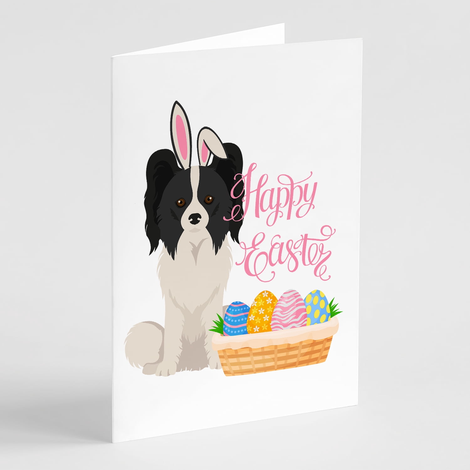 Black and White Papillon Easter Greeting Cards and Envelopes Pack of 8 ...