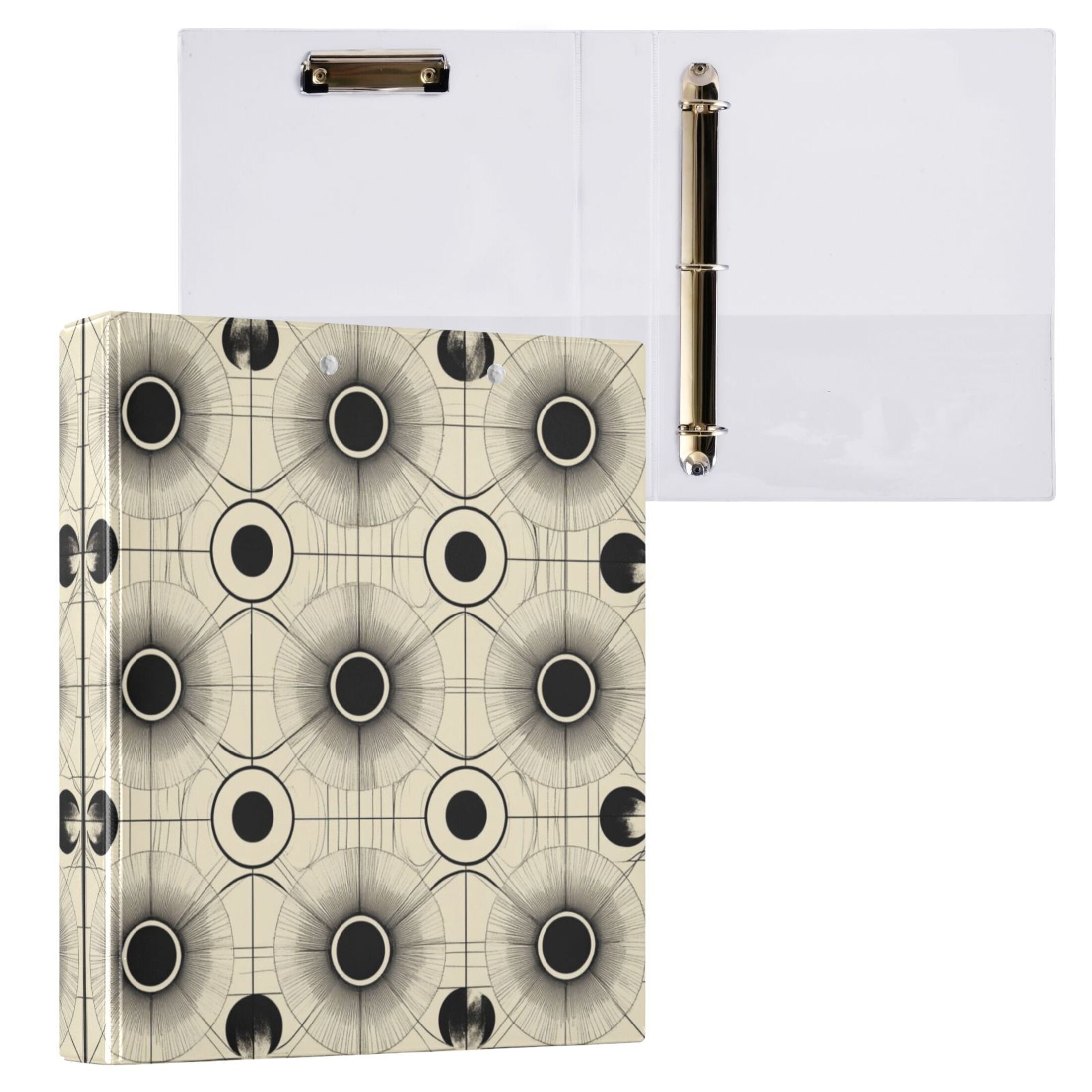 Black and White Pattern 3 Ring Hardcover Binders 1.5in Round Rings for ...