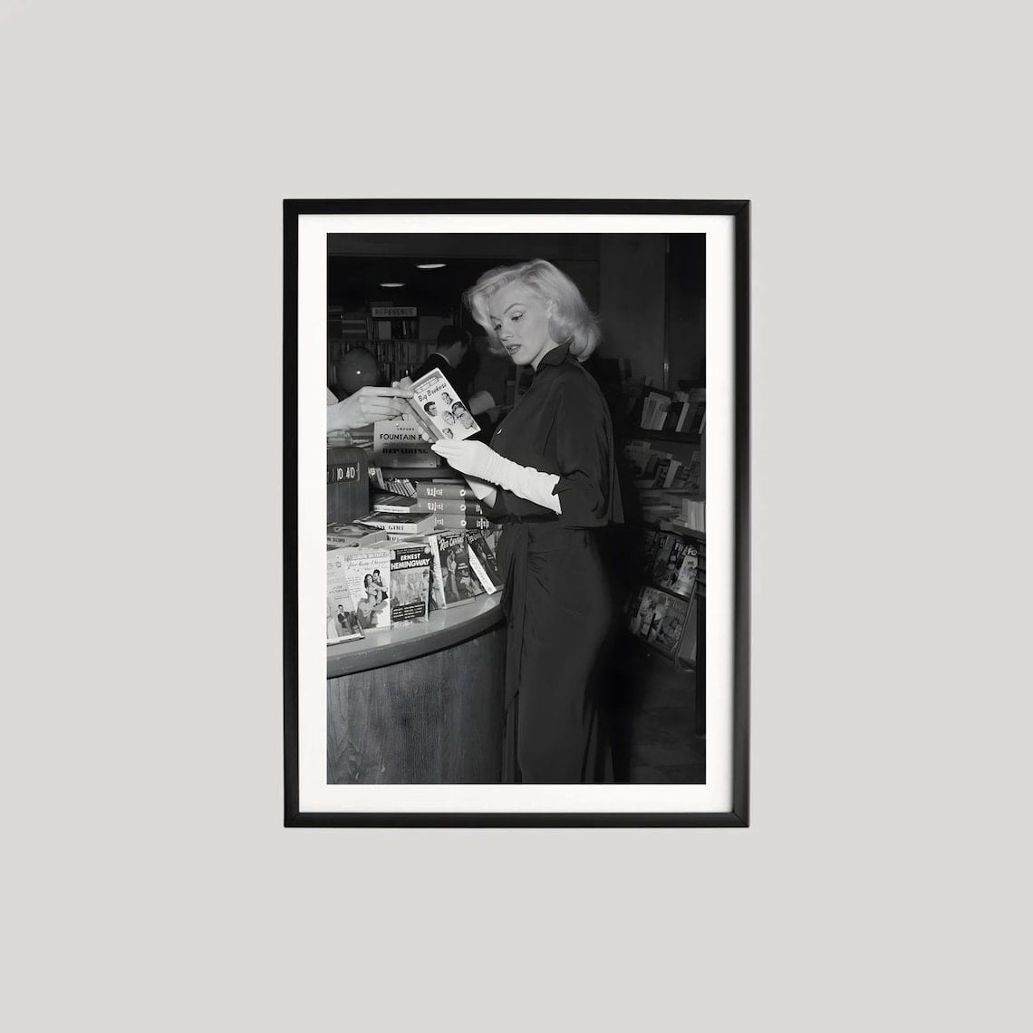 Black and White Photography Elegant Bookstore Scene Reading Magazines ...