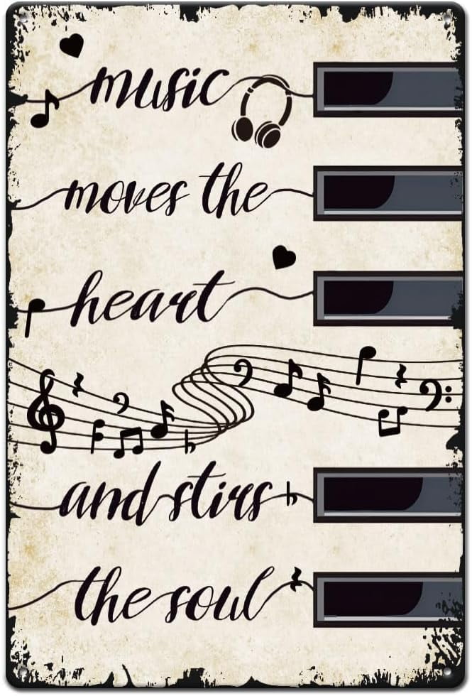 Black and White Piano Keys Metal Tin Sign Retro Cocktail Music Moves ...