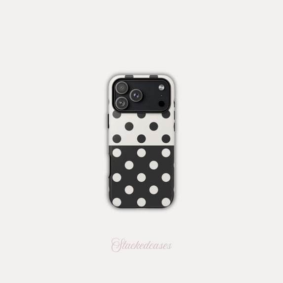 Black and White Polka Dot Case for iPhone 11 12 13 14 15 16 17 Pro Max ...