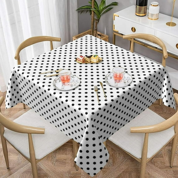 Black and White Polka Dots Soft Tablecloth Square Dinng Table Covers ...