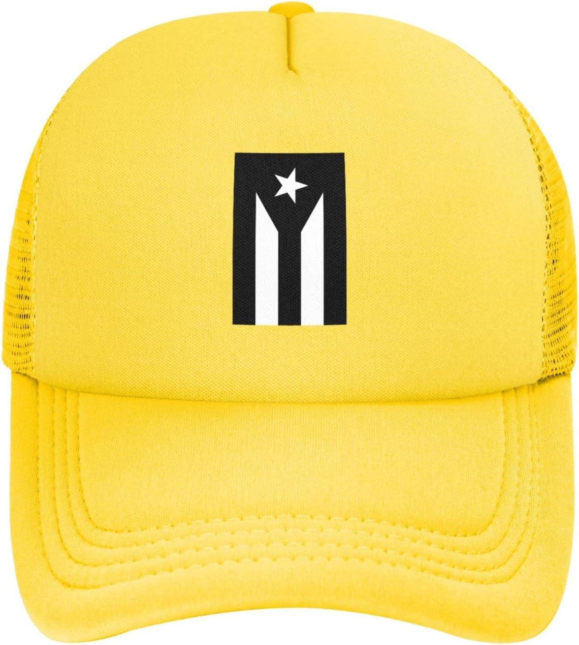 Black and White Puerto Rico Flag Puerto Trucker Hat High Crown Mesh ...