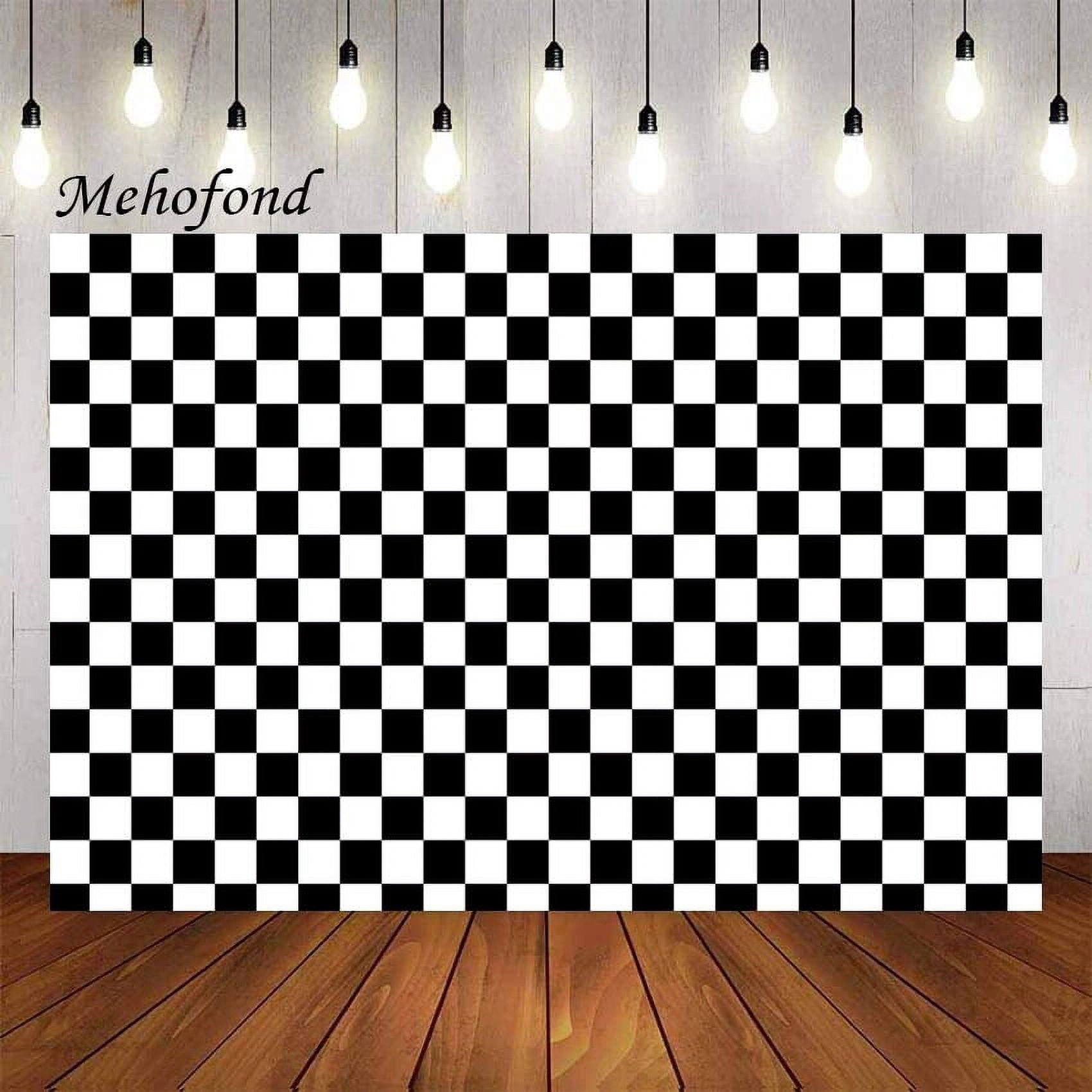 Black and White Racing Checker Grid Chess Board Kids Birthday Party r ...