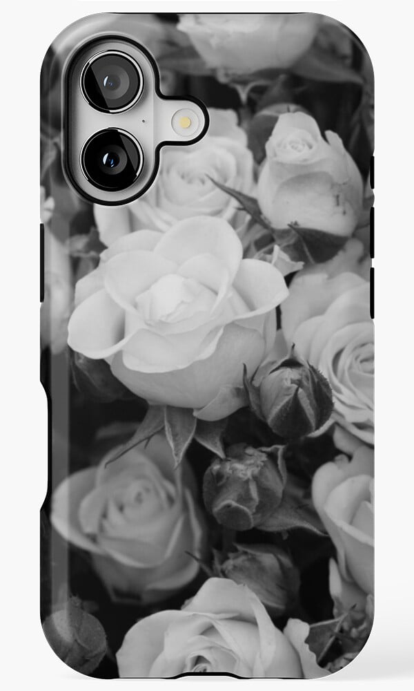 Black and White Roses Art Phone Case for iPhone 11 12 13 14 15 16 17 ...