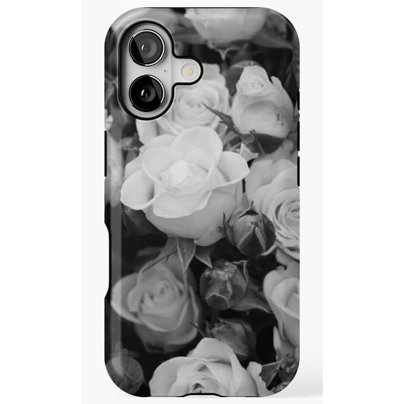 Black and White Roses Art Phone Case for iPhone 11 12 13 14 15 16 17 ...