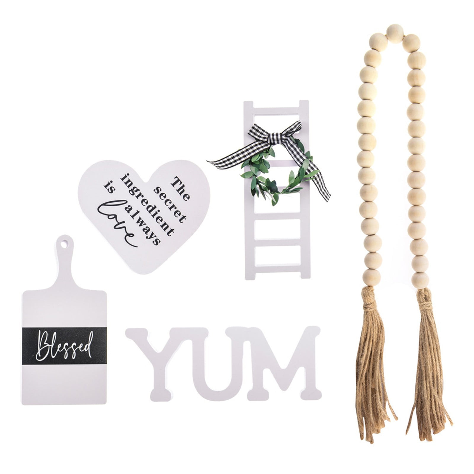 Black and White Rustic Farmhouse Tiered Tray Decoration Set with Sturdy ...