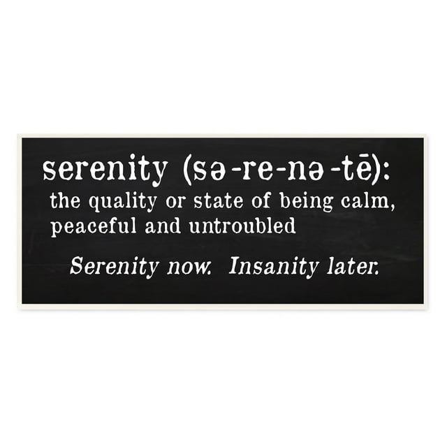 Black and White Serenity Definition Wall Plaque Art - Walmart.com