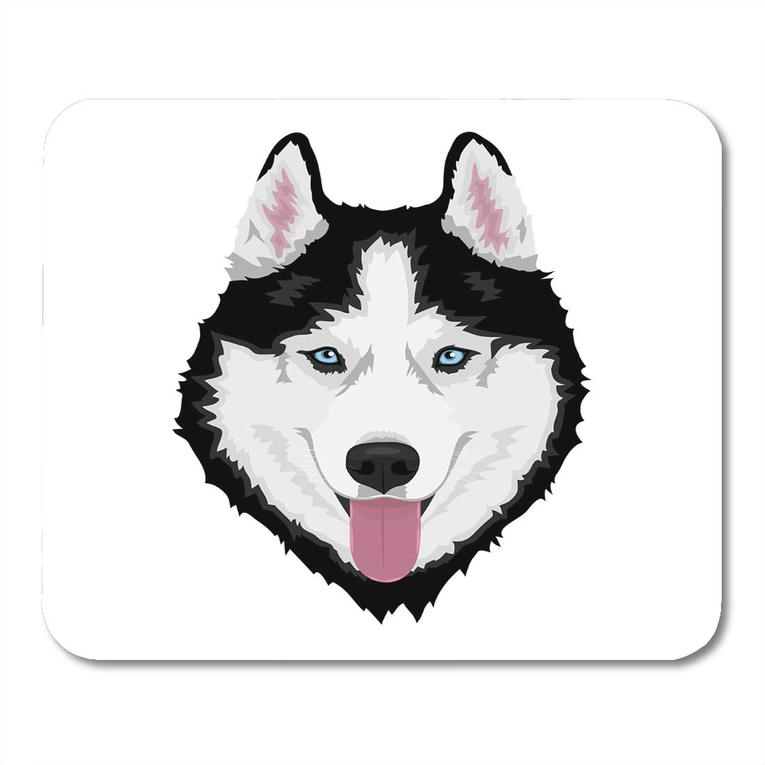 Black and White Siberian Husky Blue Eyes Sticking Out Tongue Portrait ...