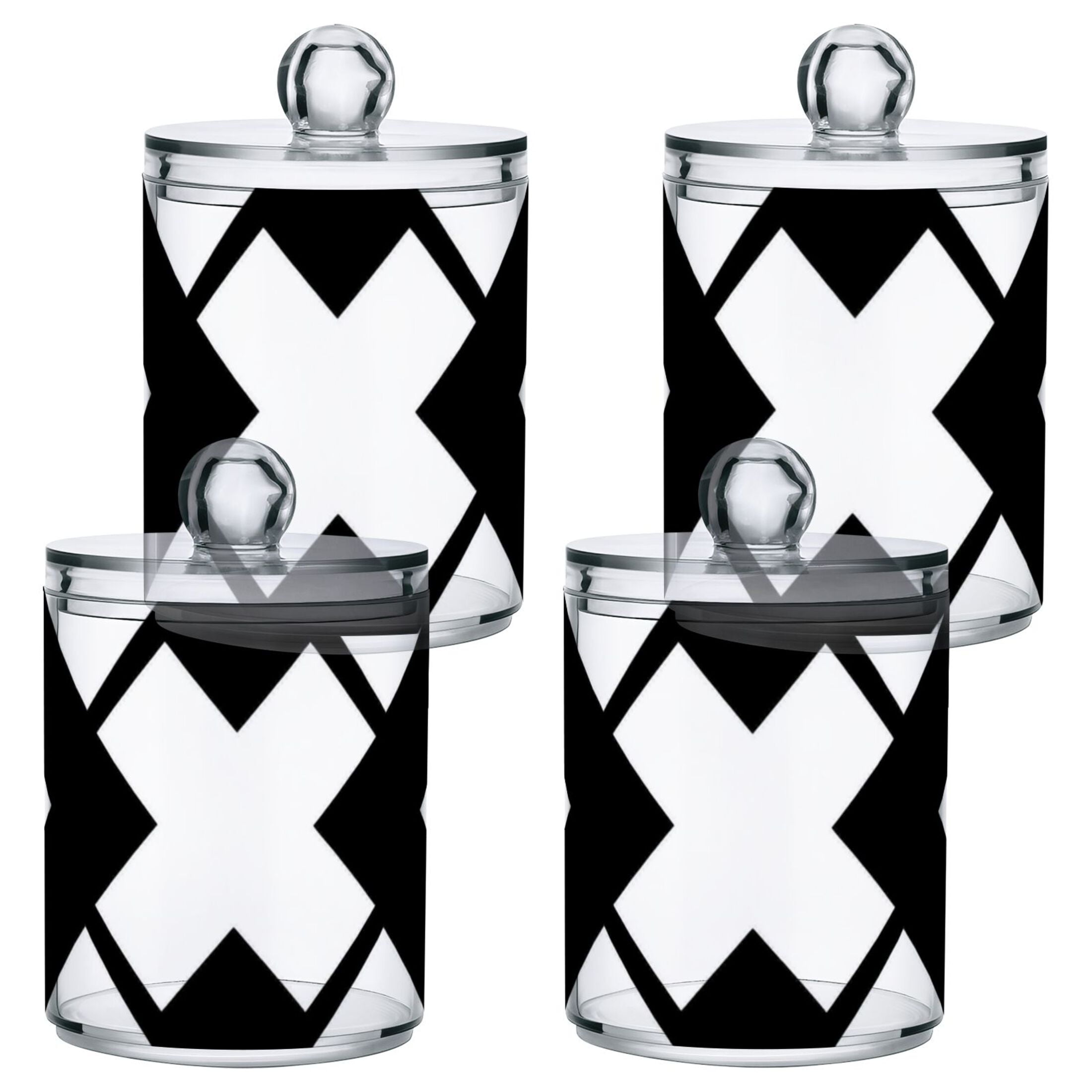 Black and White Simple Art Translucent Plastic Cans Storage Canisters ...