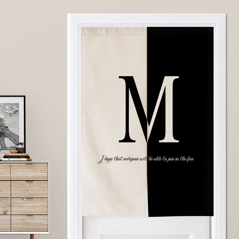 Black and White Simple Europe Polyester Door Curtain Bedroom Kitchen ...