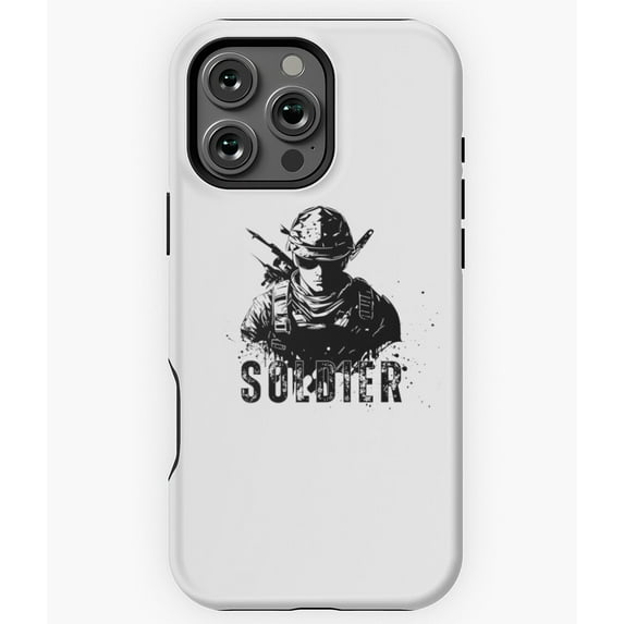 Black and White Soldier Military Phone Case for iPhone 16 15 14 13 12 ...