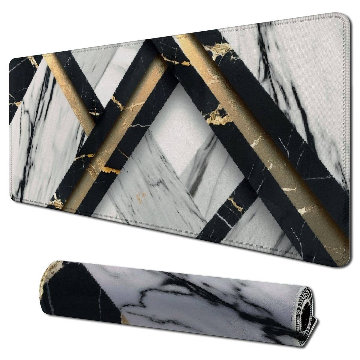 Black and White Stone Pattern Pattern Large Office Gaming Mouse pad Strong Adhesion and ...