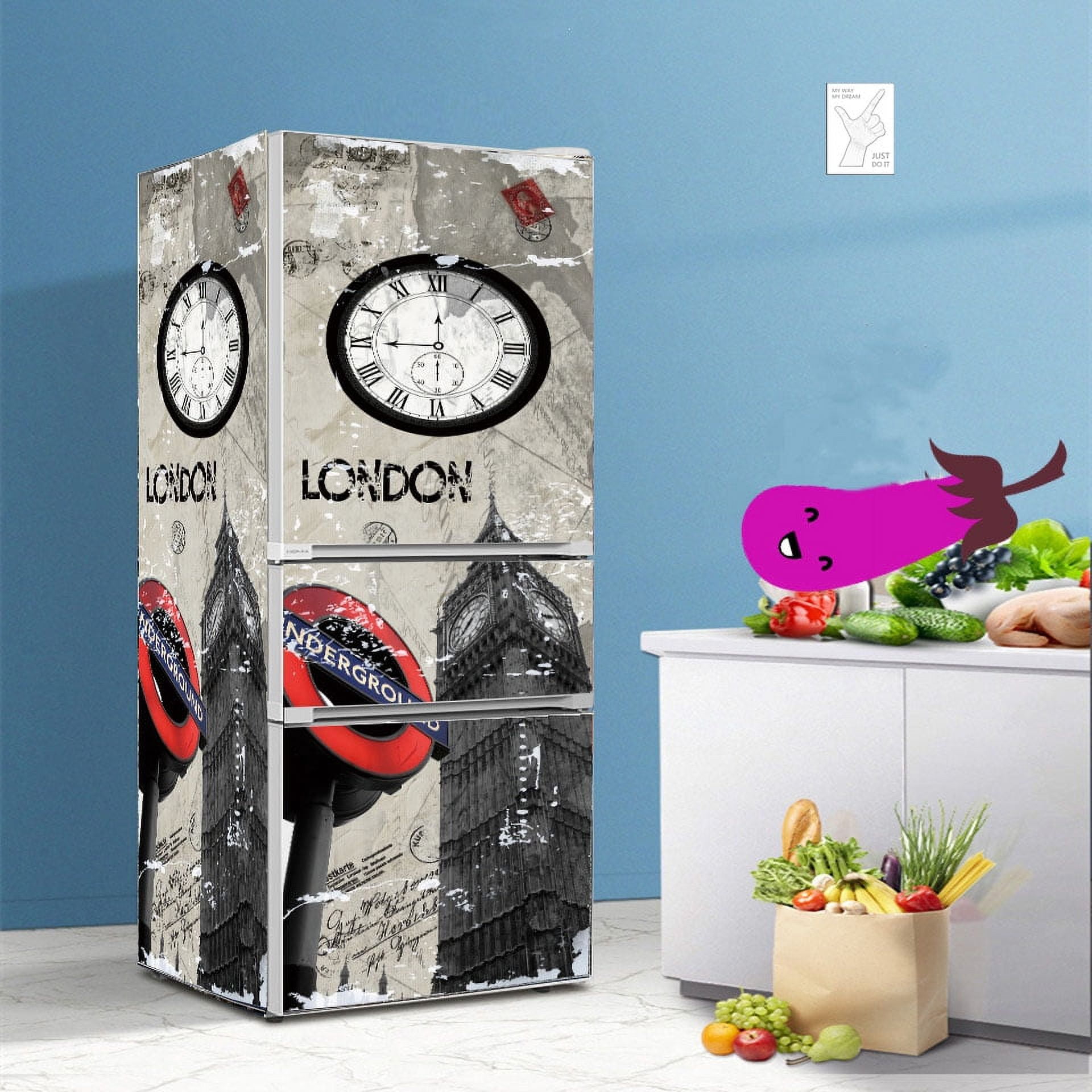 Black and White Street Car Background Refrigerator Sticker Waterproof ...