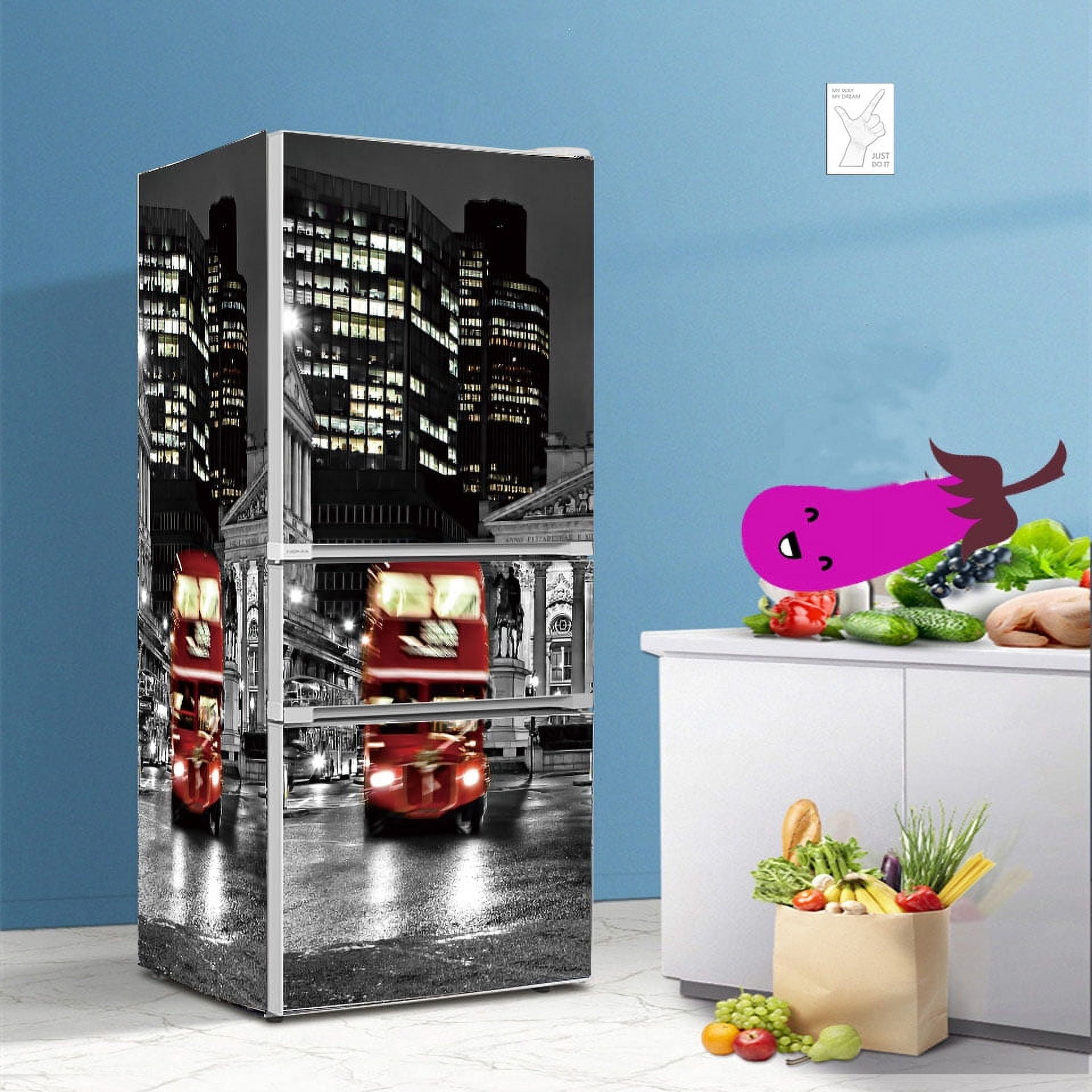Black and White Street Car Background Refrigerator Sticker Waterproof ...