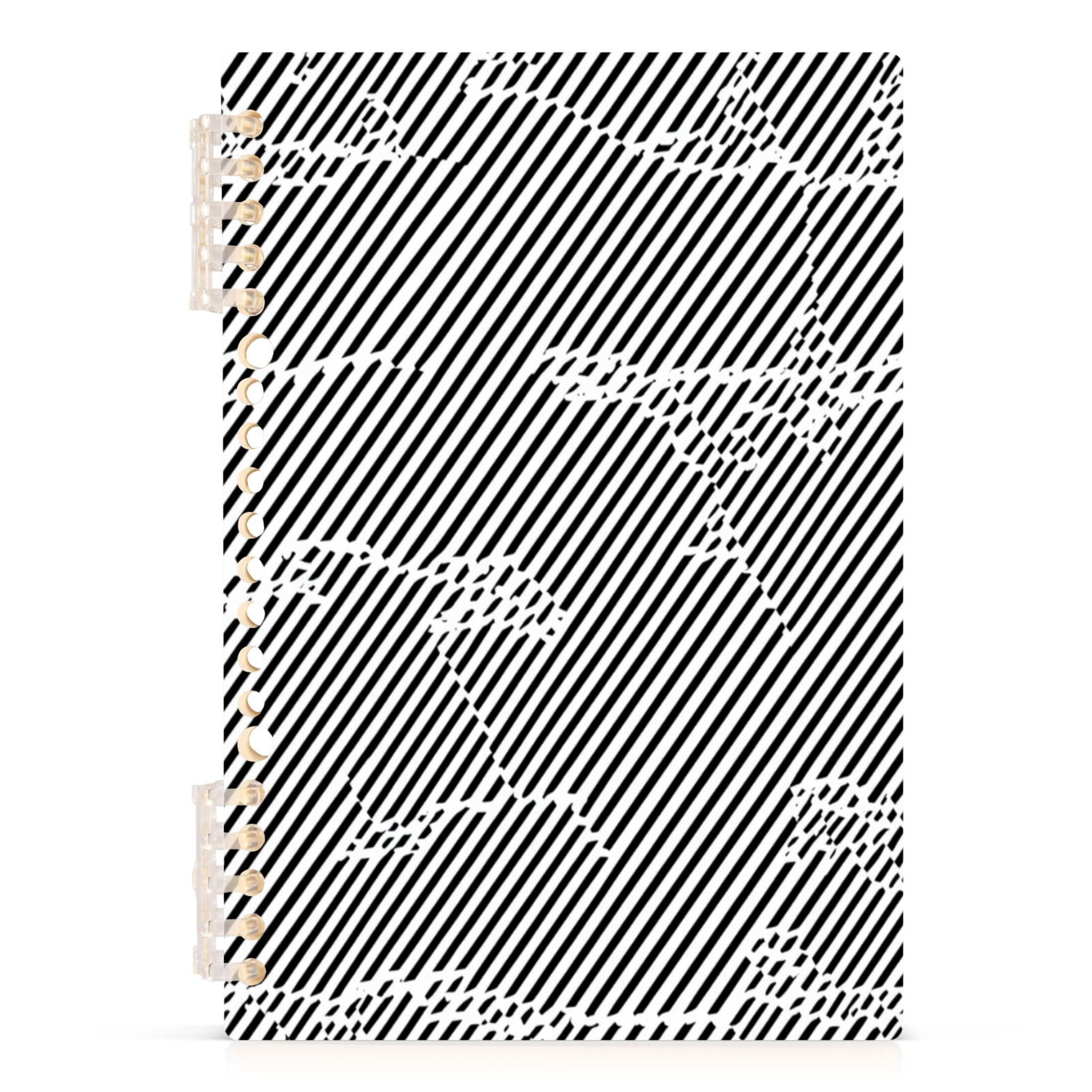 Black and White Stripe Design A5 8.3x5.7in PP Notebook, Adjustable ...