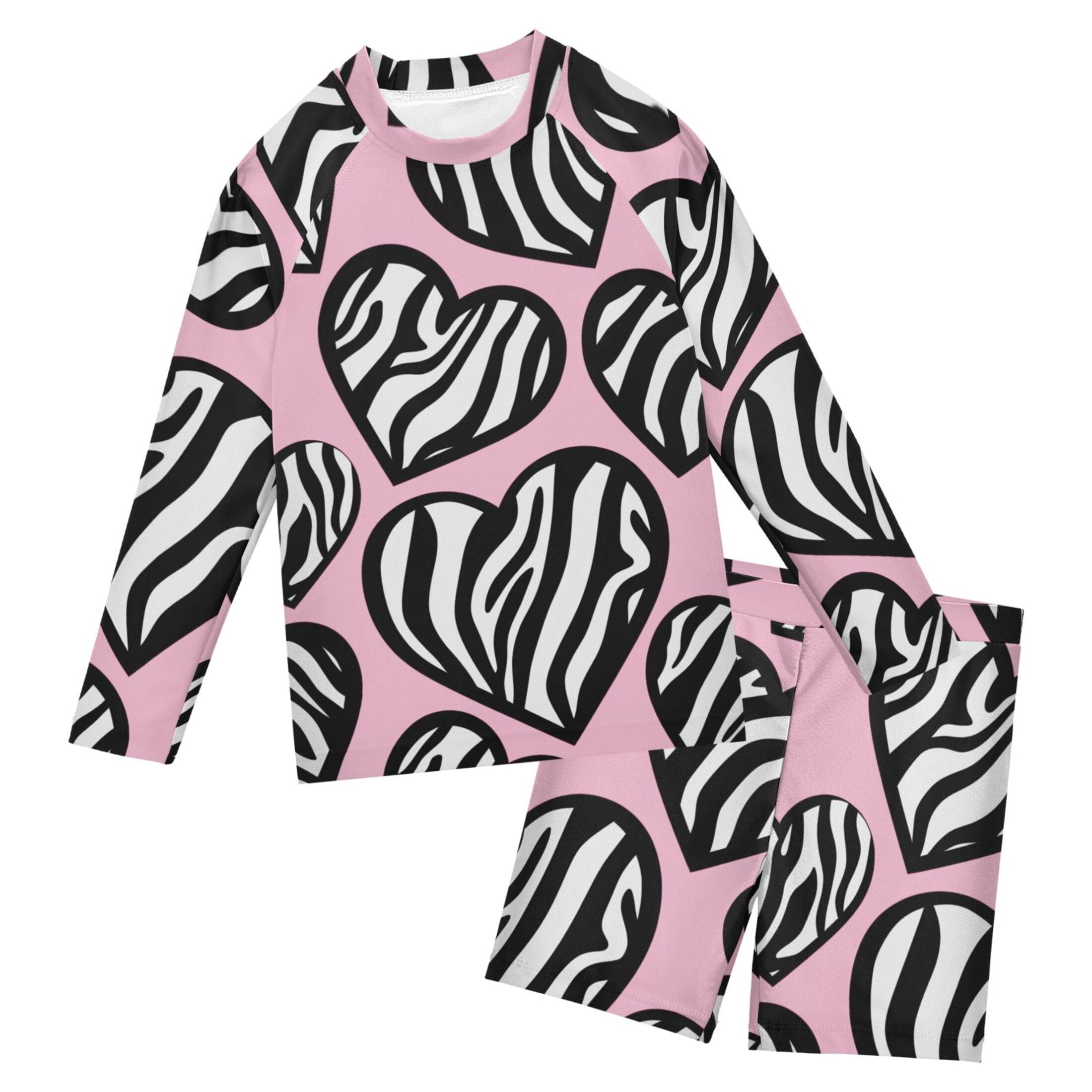 Black and White Striped Heart Boys' Bathing Suit UPF 50+ Boys' Rash ...
