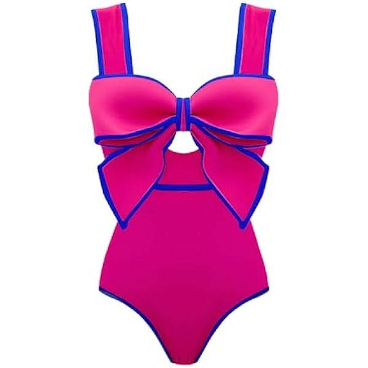 Black and White Swimsuit Bow-tie Decor One Piece Bathing Suit - Walmart.com