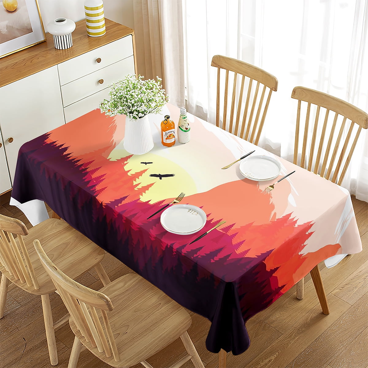 Black and White Tablecloth Line Sketch Human Face Outline Rectangular ...