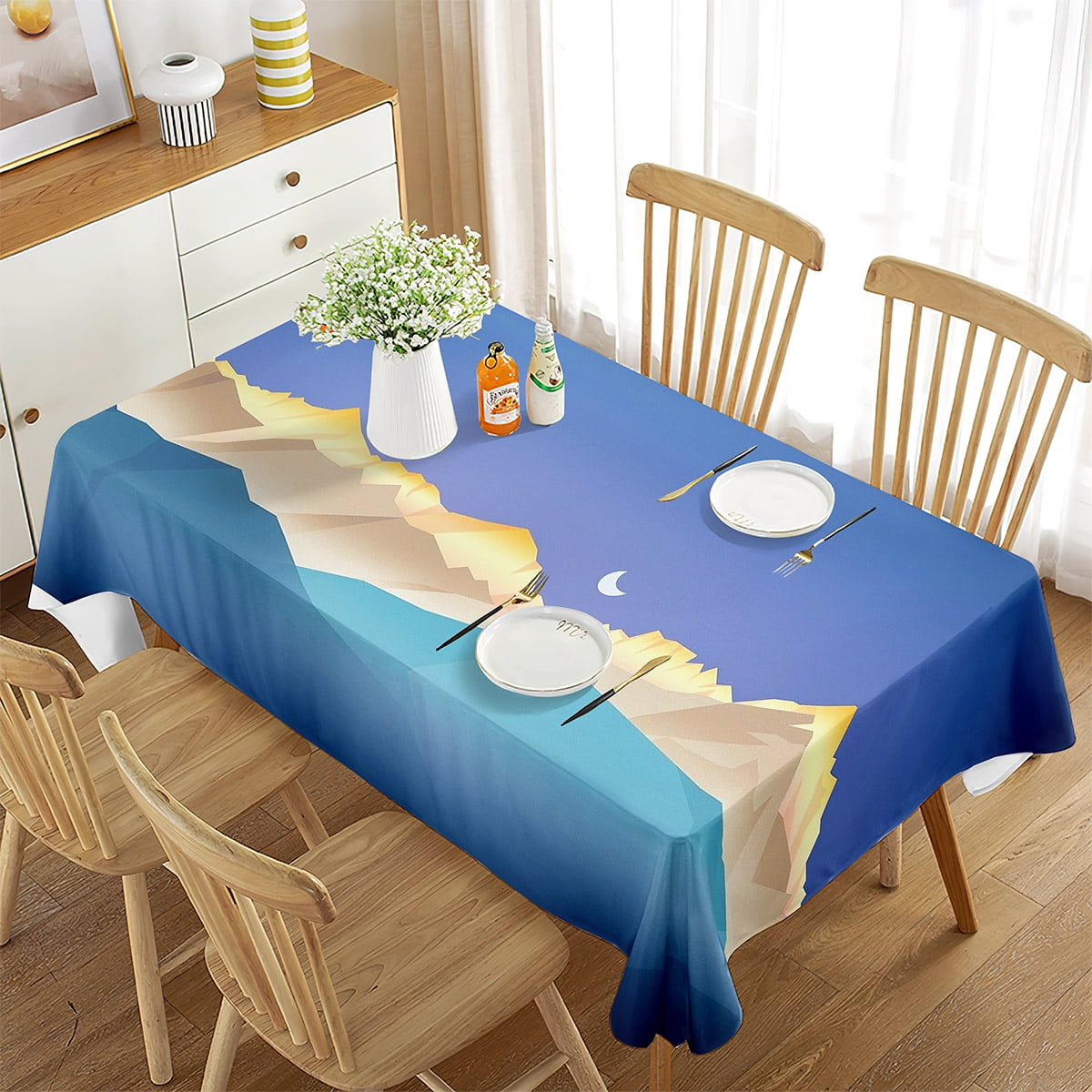 Black and White Tablecloth Line Sketch Human Face Outline Rectangular ...