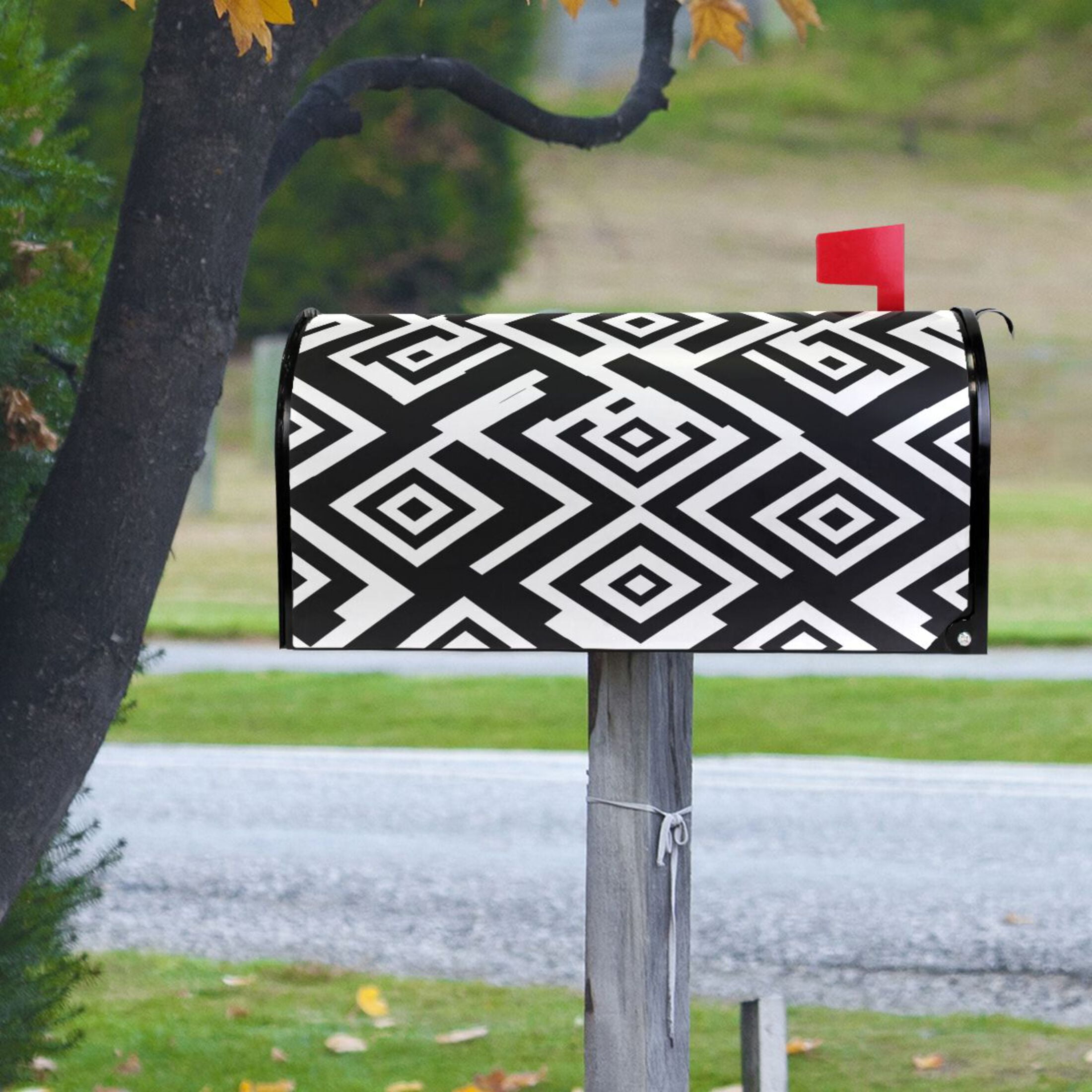 Black and White Texture Magnetic PVC Mailbox Cover, 20.7" x 18 ...