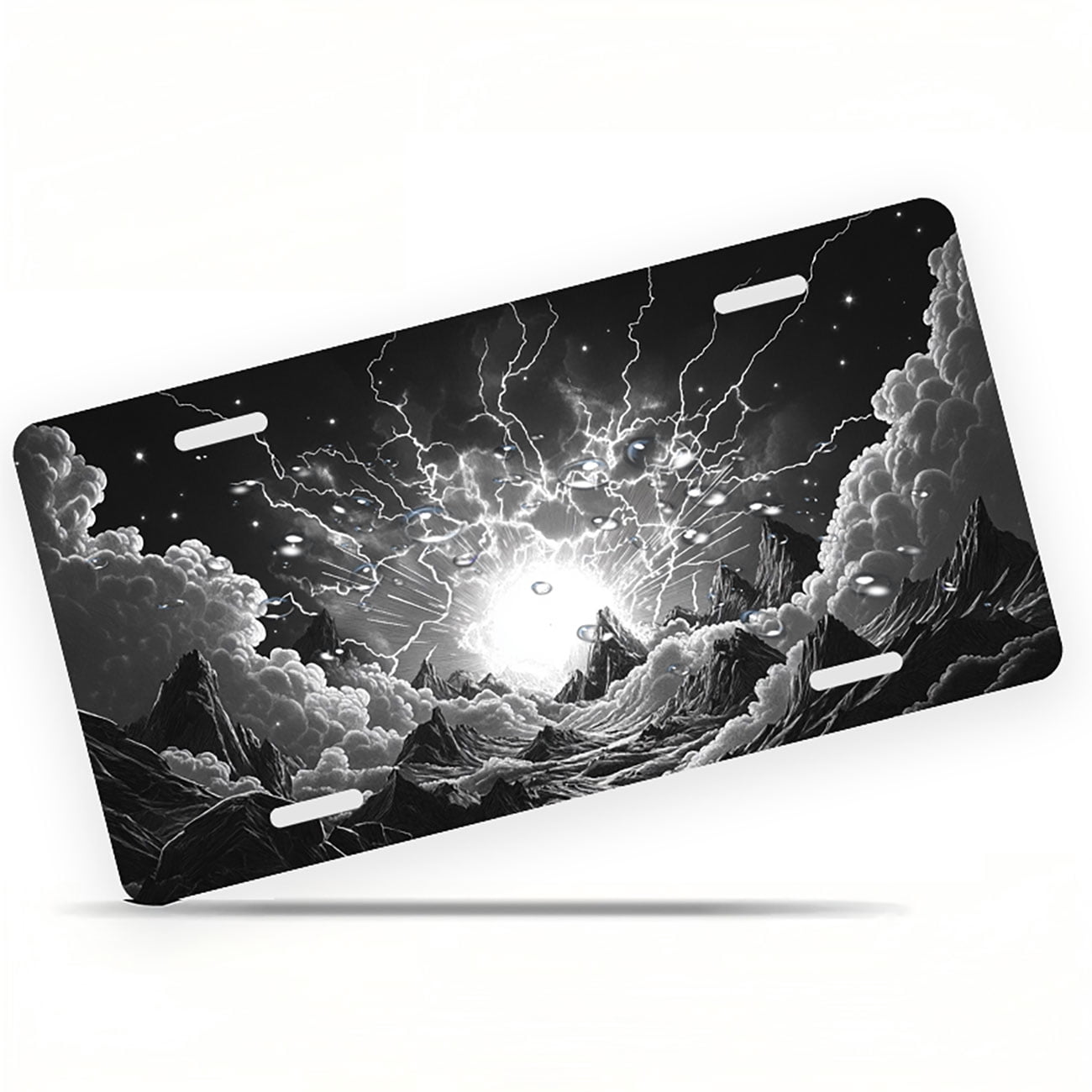 Black and White Thunderstorm Funny Personalized License Plate Rust ...