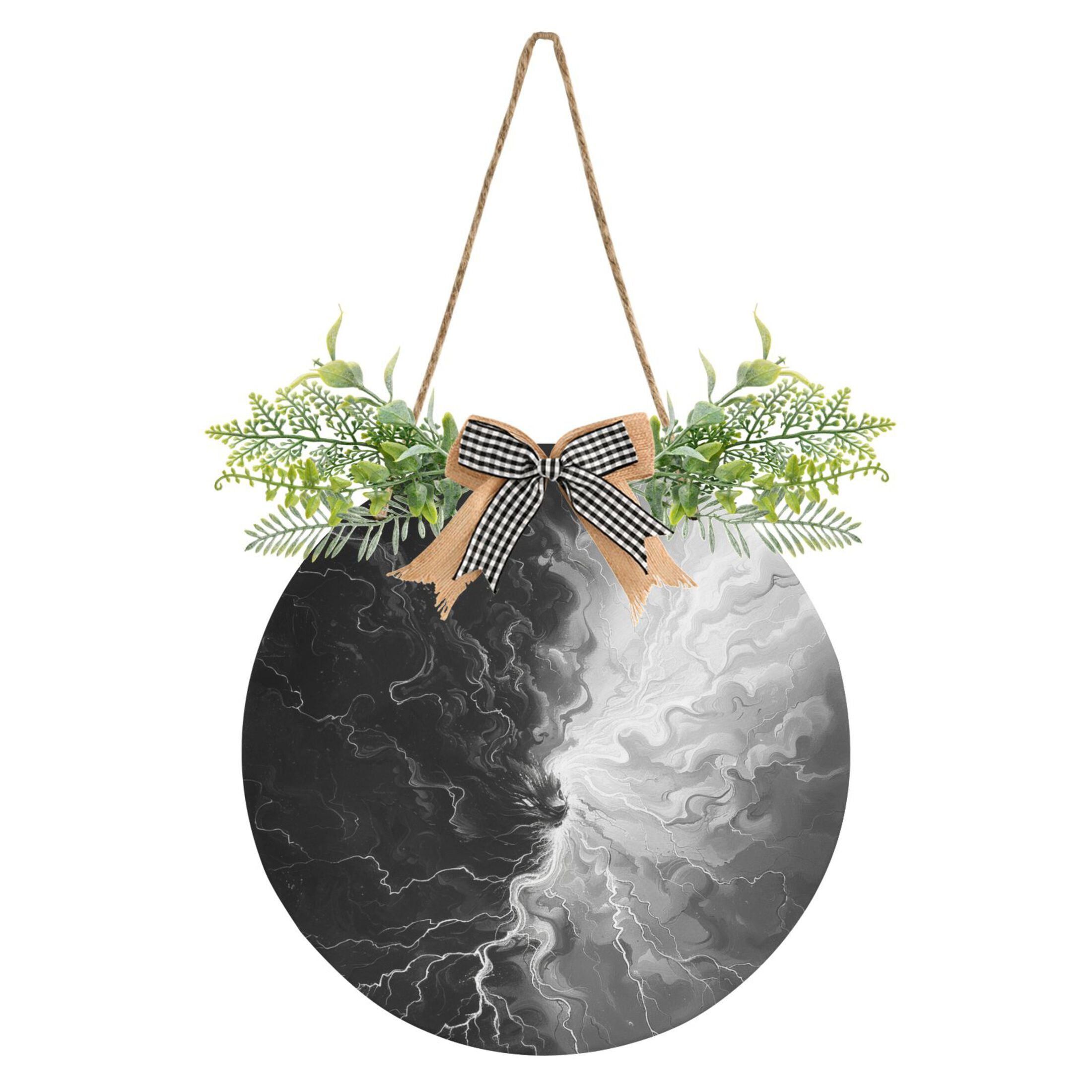 Black and White Tie Dye Welcome Front Door Sign Round 12 inch Porch ...