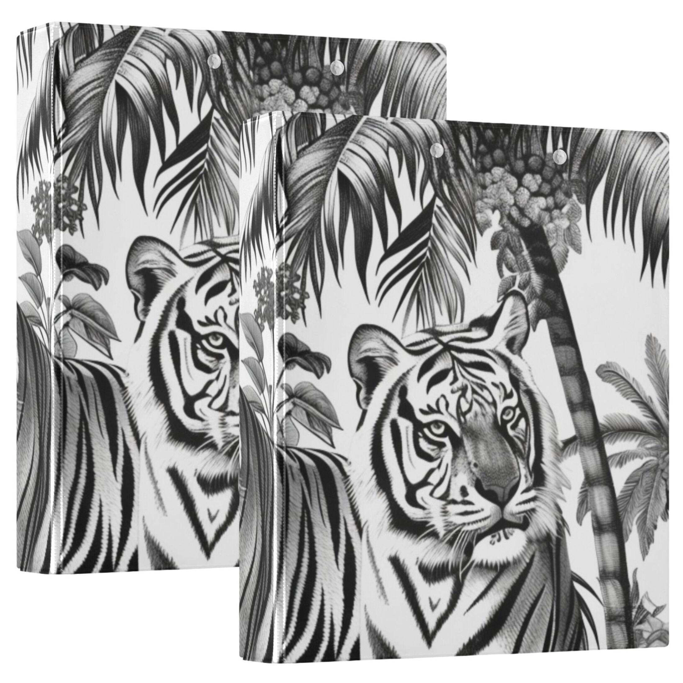 Black and White Tiger Jungle 3 Ring Binders 1.5 inch Hardcover File ...