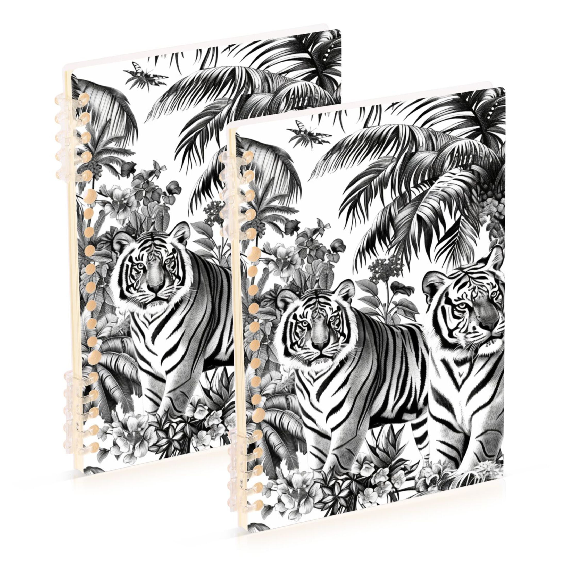 Black and White Tiger Jungle Ring Binder Notebook Journey Note Diary ...