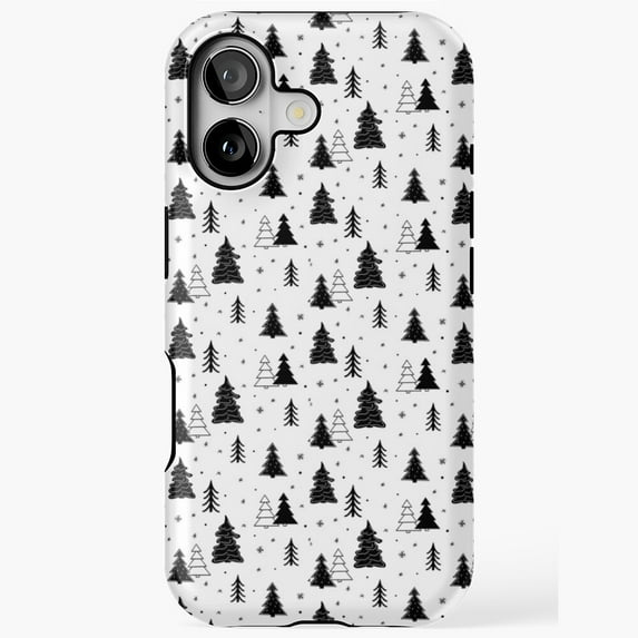 Black and White Tree with Snowflake Pattern Art Phone Case 17 through ...