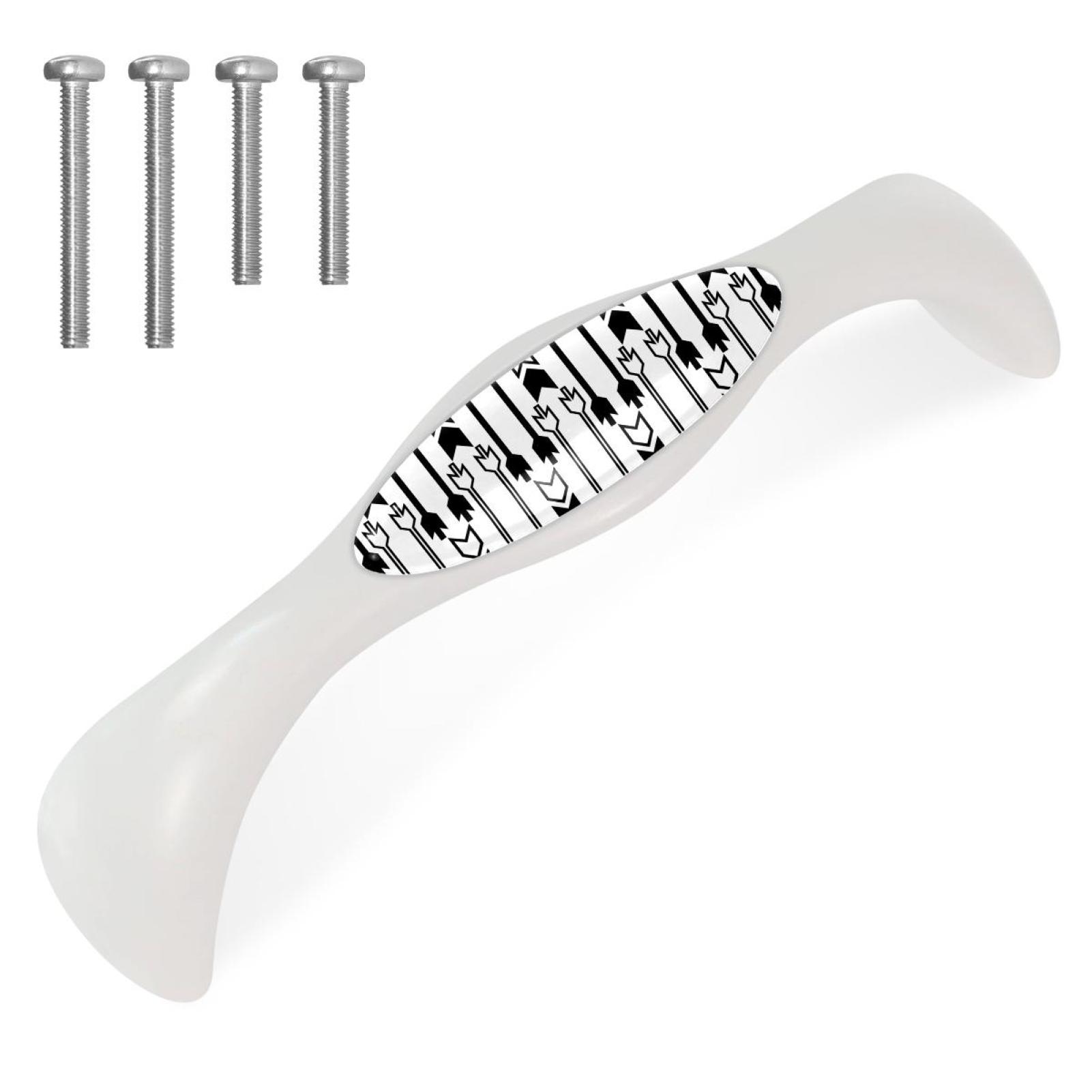 Black and White Tribal Knob 4 Pack Arched Drawer Pulls Crystal Glass ...