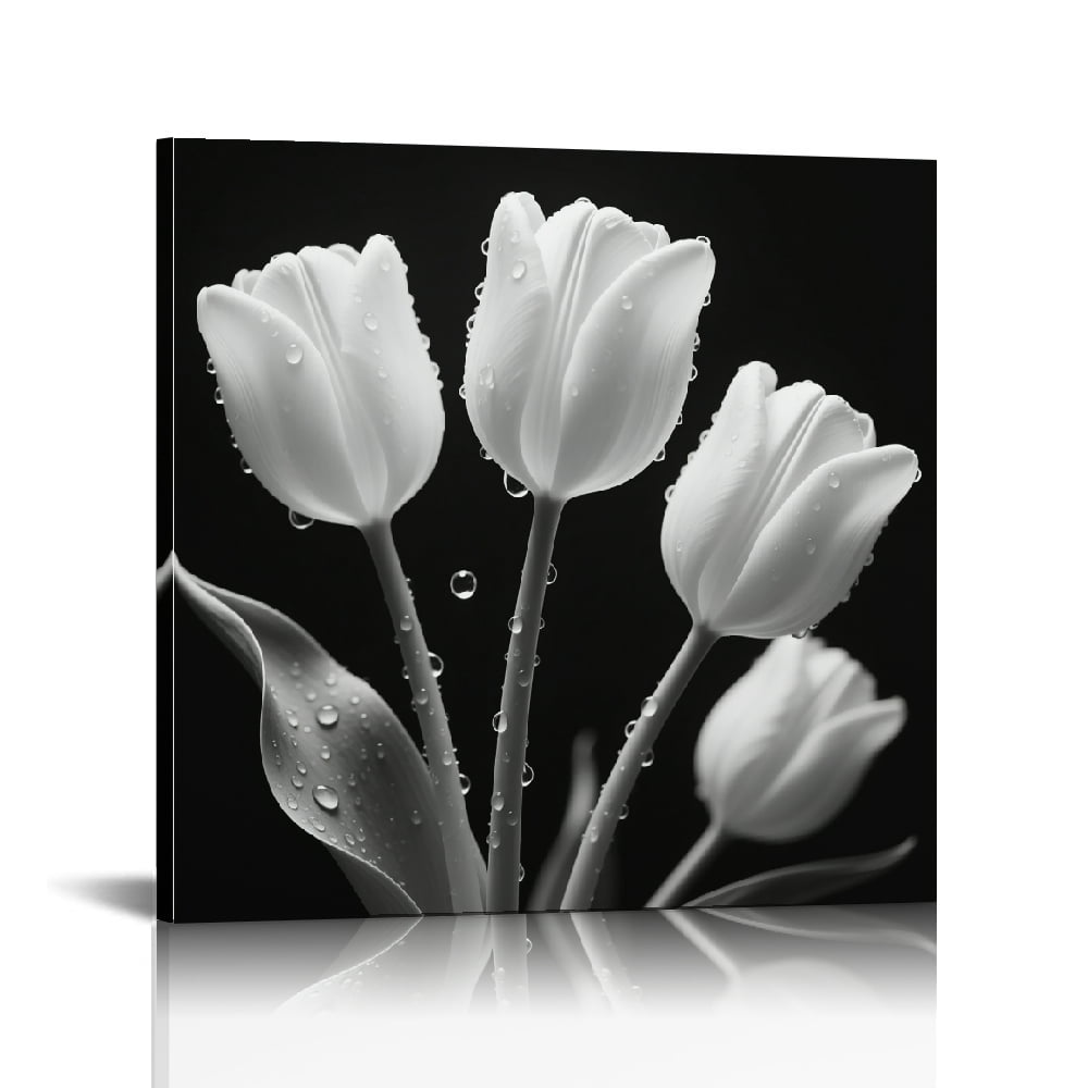 Black and White Tulips Flower Canvas Wall Art, Canvas Print, Art Modern ...