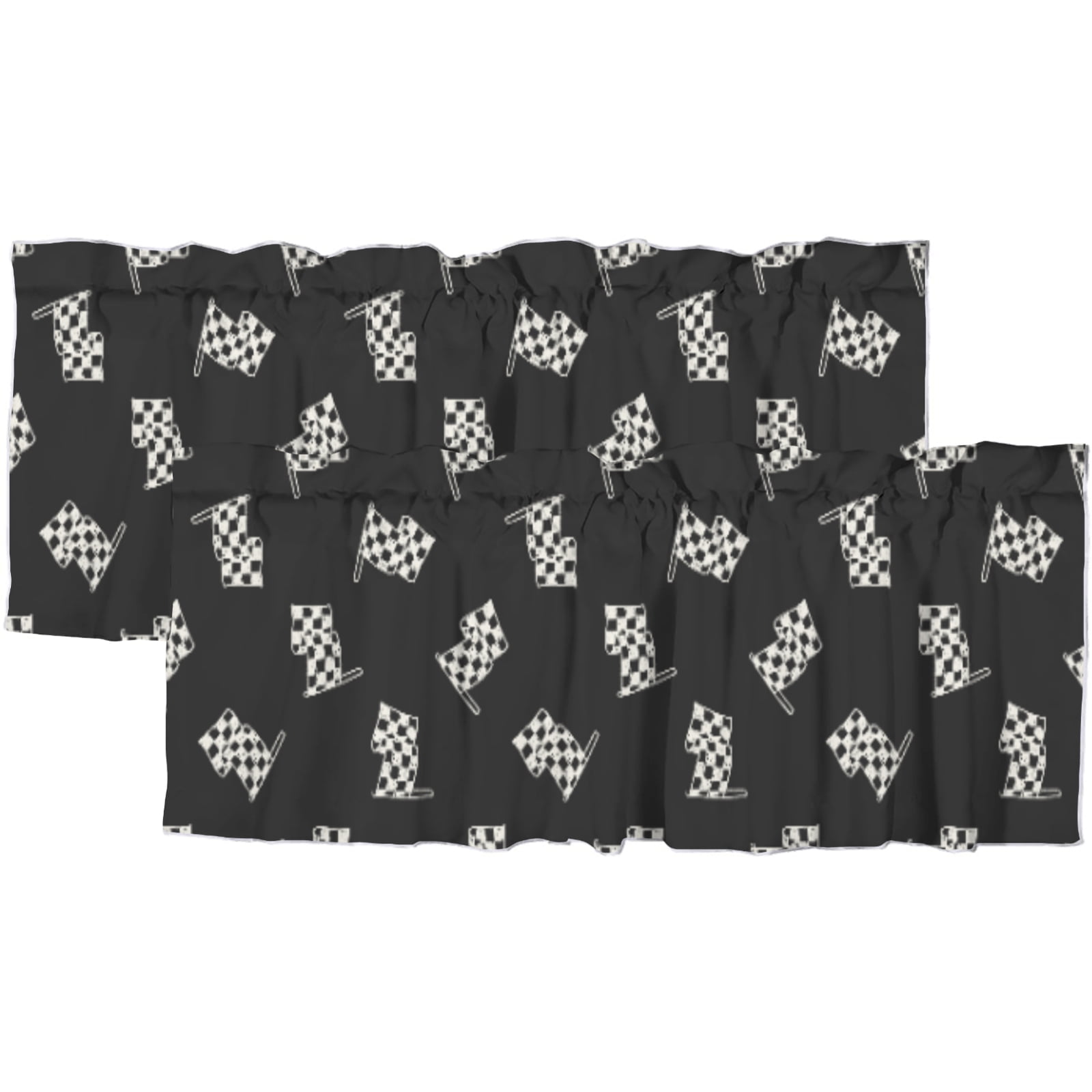 Black and White Valances for Windows Checkered Flag Racing Race Car ...