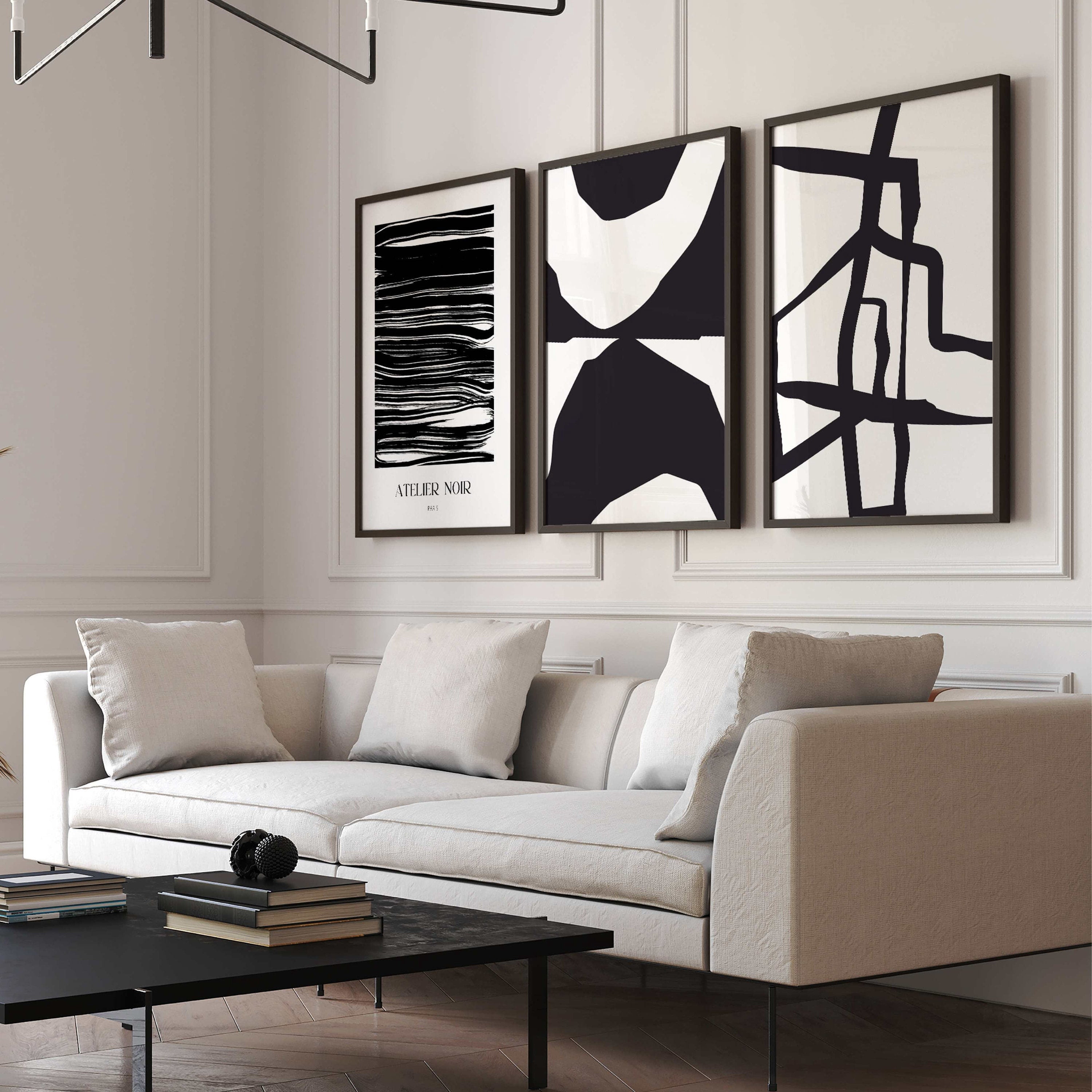 Black and White Wall Art Prints Abstract Art Modern Minimalist Wall Art ...