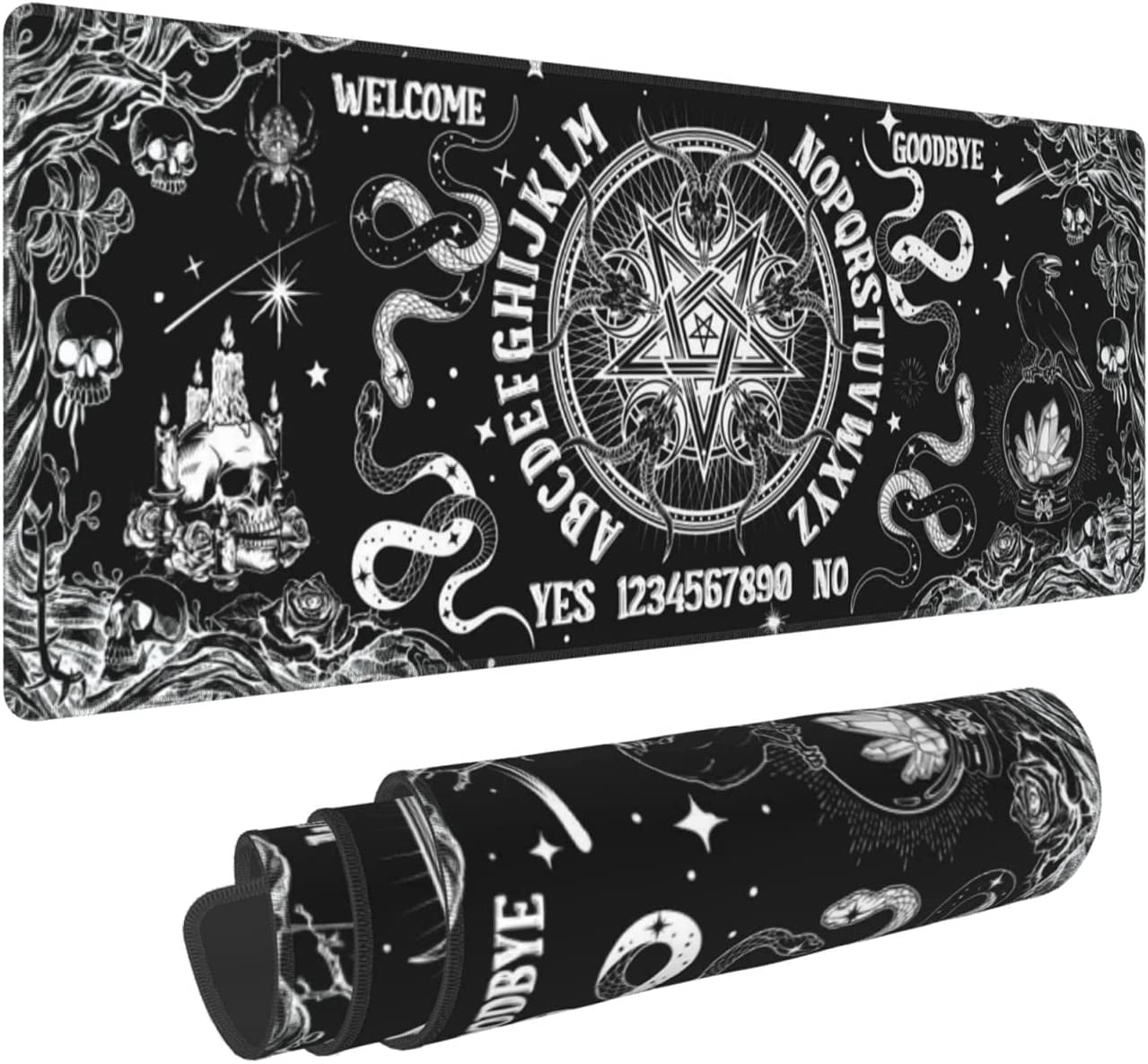 Black and White Witch Gaming Mouse Pad, Long Extended XL Mousepad Desk ...