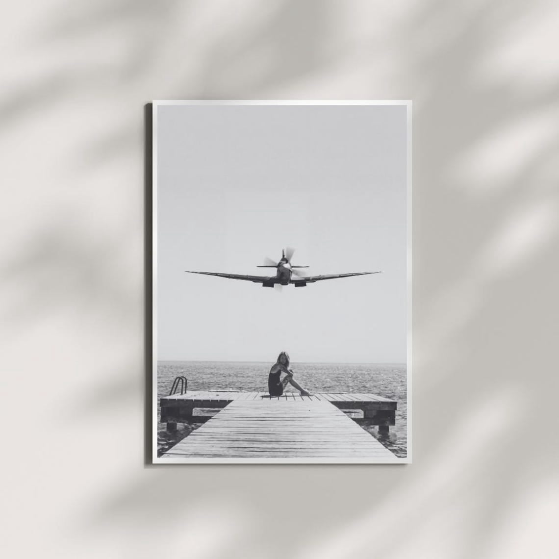Black and White Woman Airplane High Fashion Photography Feminist Decor ...