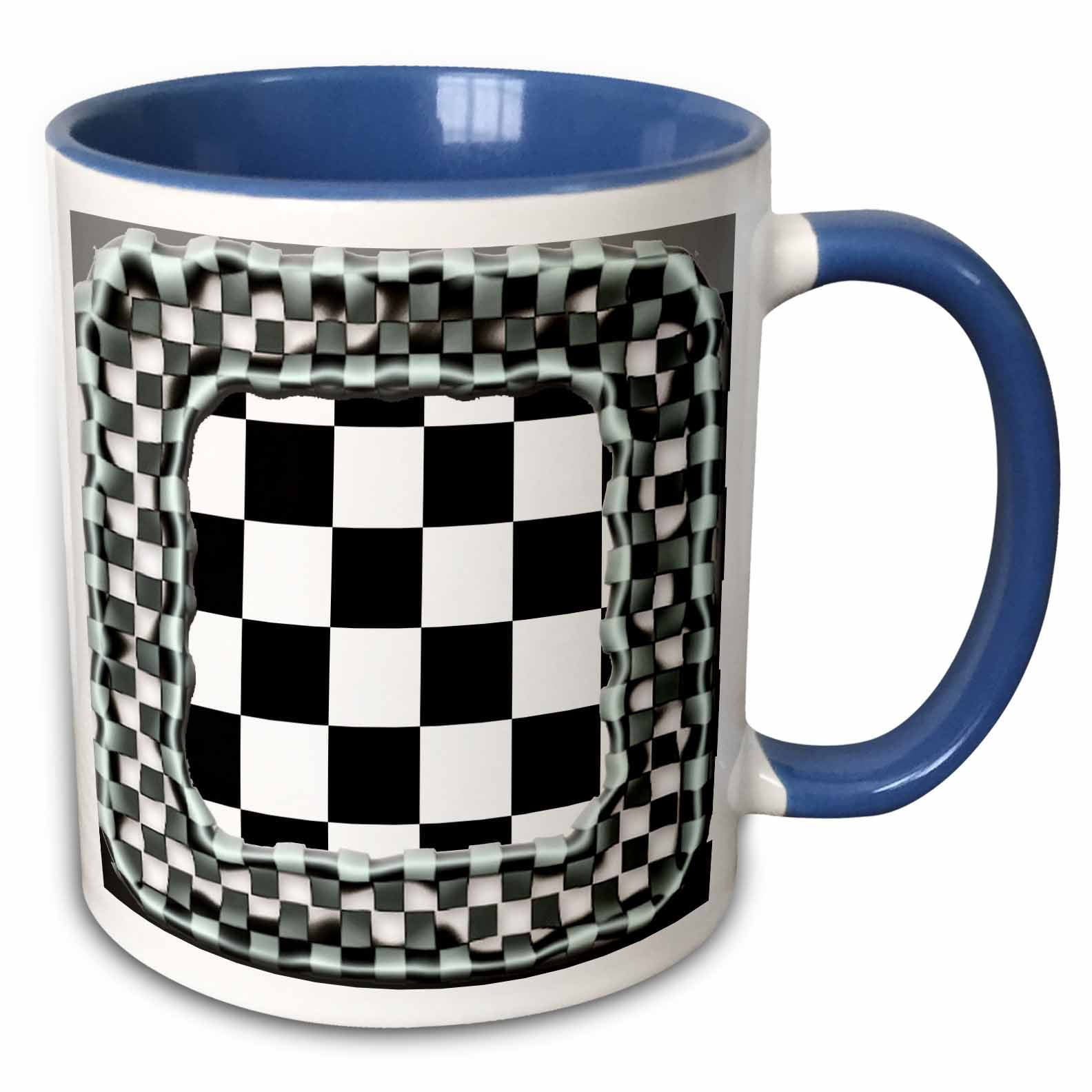 Black and White checkered pattern with checkered frame 15oz Two-Tone ...