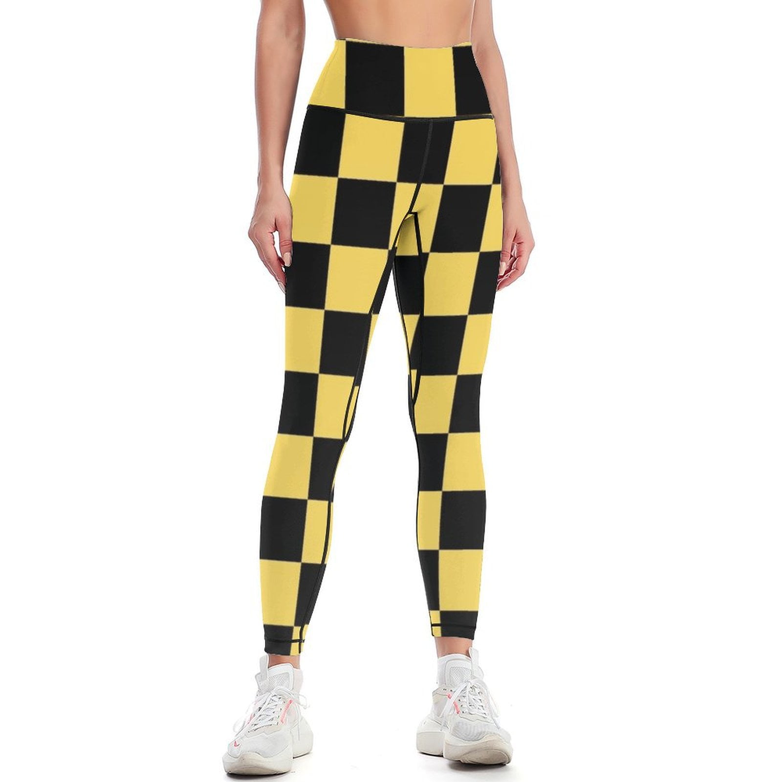 Black and Yellow Checkered Leggings Women sportwear gym's sportswear ...