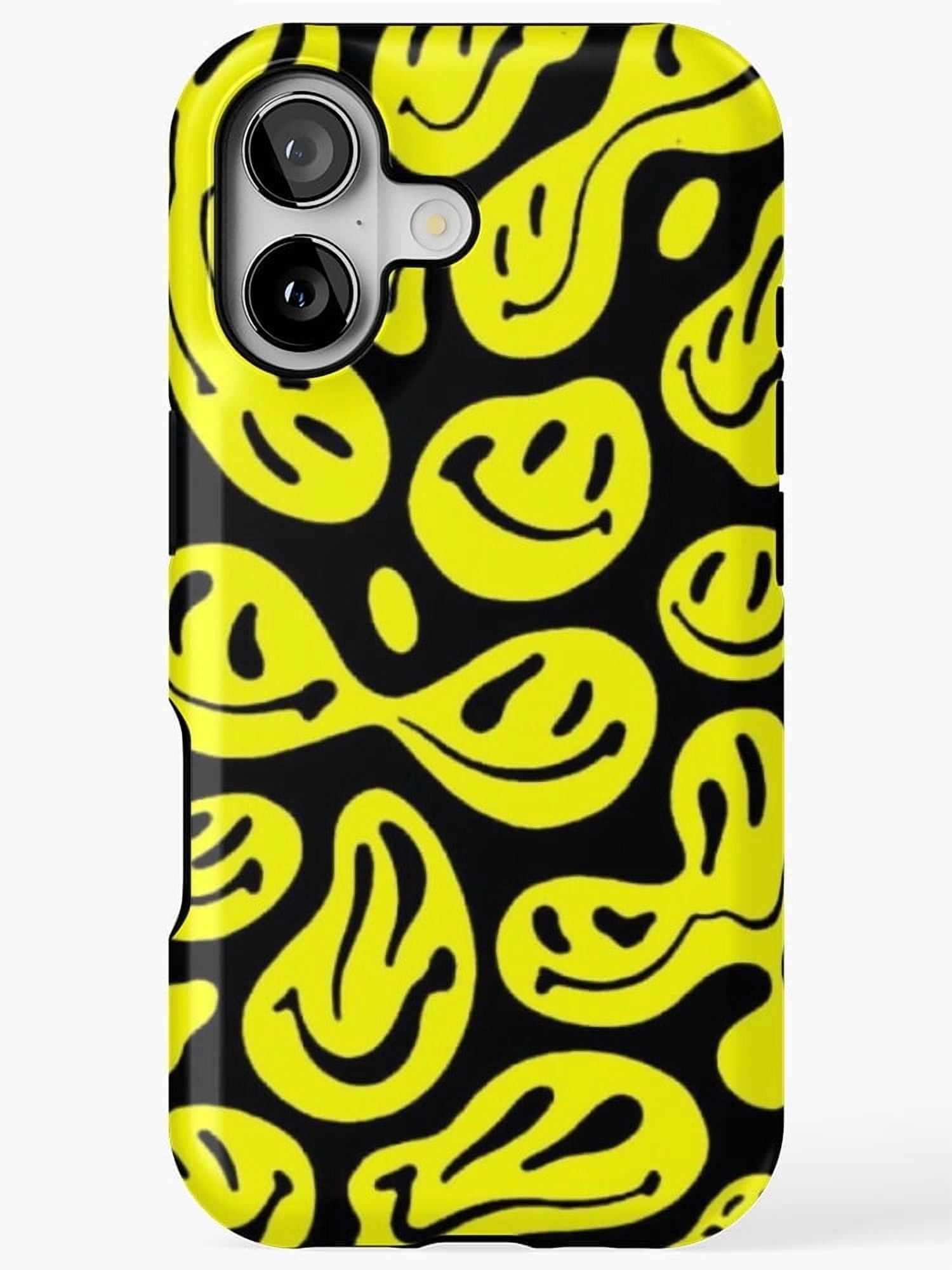 Black and Yellow Melted Smiley Face Psychedelic Drippy Art A757 ...