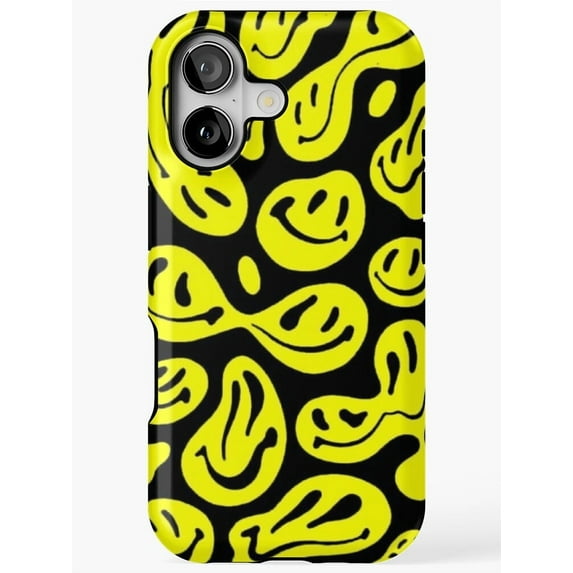 Black and Yellow Melted Smiley Face Psychedelic Drippy Art A757 ...