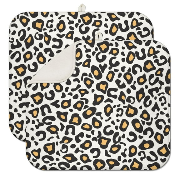 Black and Yellow Of Leopard Print Dish Drying Mat for Kitchen 1 Pack ...